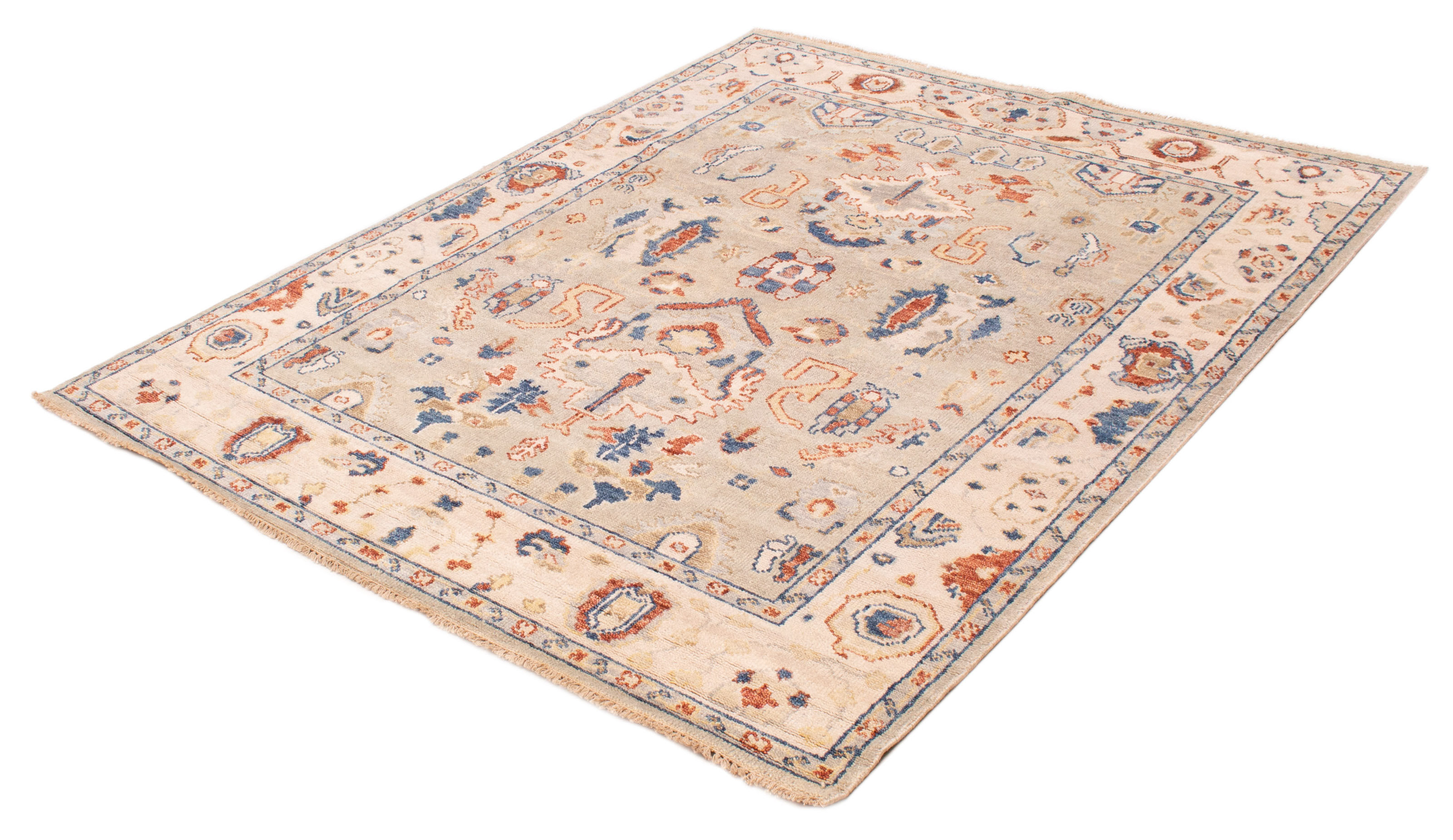 Isabelline One-of-a-Kind Jules Hand-Knotted New Age 8' x 9'11" Wool Area Rug in Beige/Blue/Rust ...